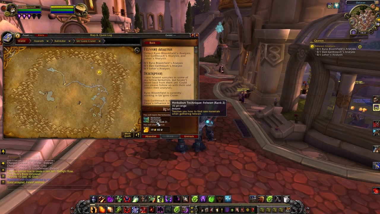 Felwort Analysis Quest ID 40041 Playthrough WoW - YouTube