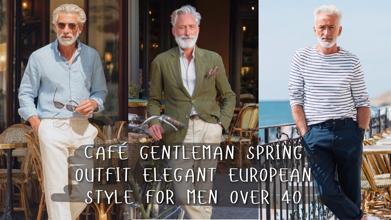 Café Gentleman Spring Outfit Elegant European Style for Men Over 40 ...