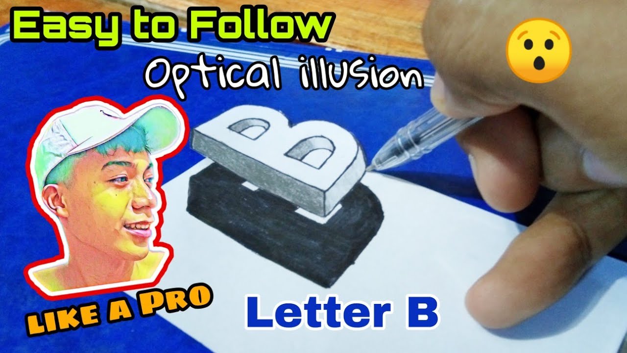 How to Draw Optical illusion Simple Letter B | without sketch (Tutorial ...