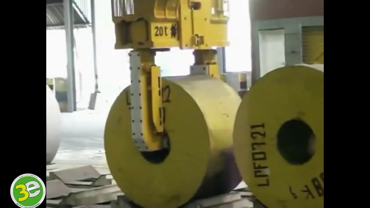 Automatic Horizontal Coil Tong with anti scuffing at work - YouTube