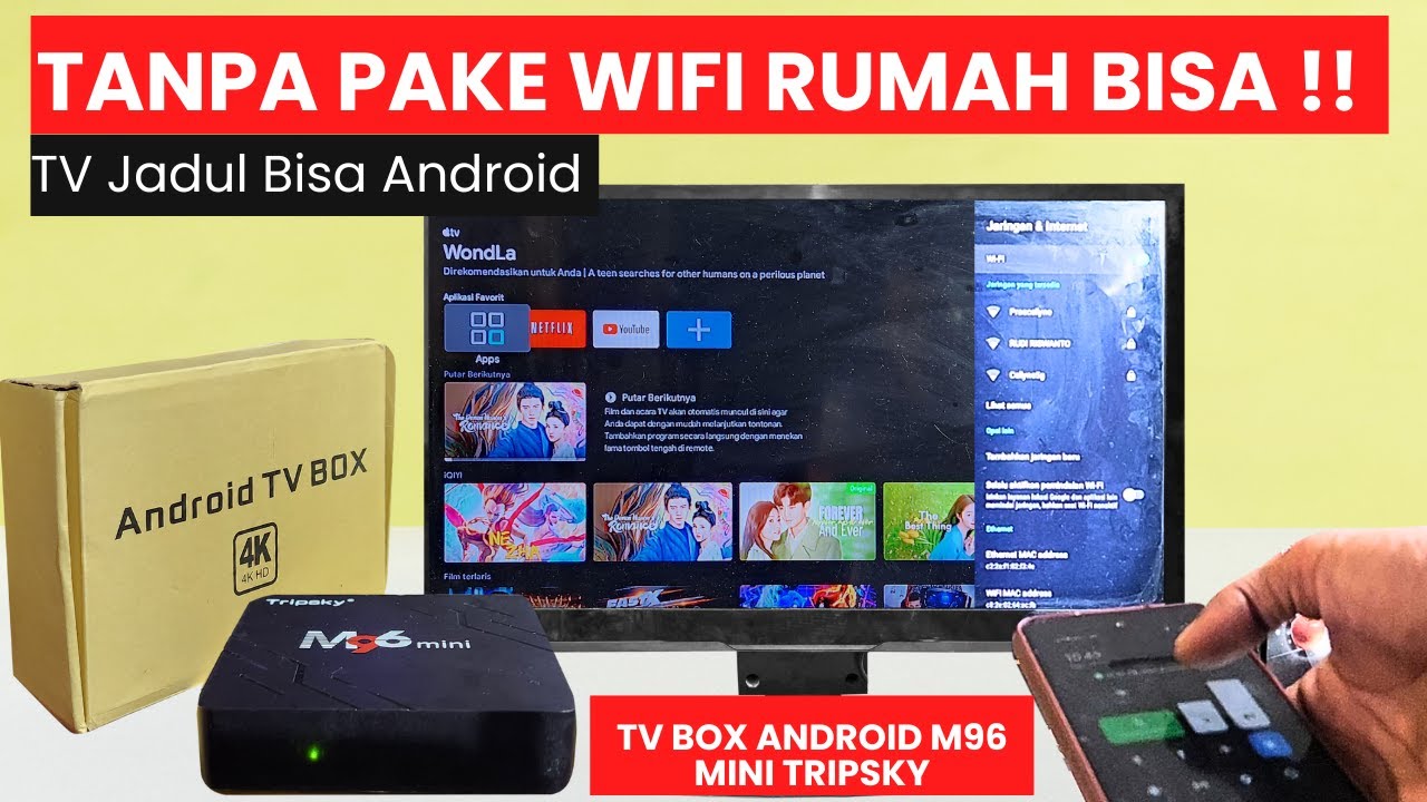 CARA MENGHUBUNGKAN TV BOX ANDROID TRIPSKY M96 MINI KE WIFI INTERNET ...