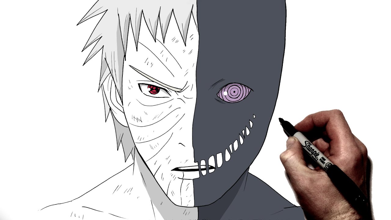 How To Draw Obito/Black Zetsu | Step By Step | Naruto - YouTube