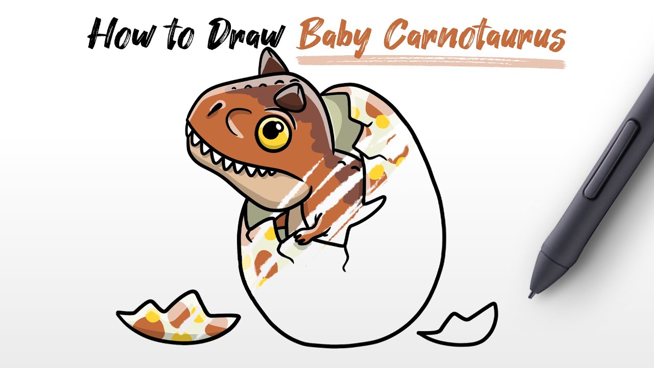 How to Draw Carnotaurus in egg for Easter dinosaur from Jurassic World ...