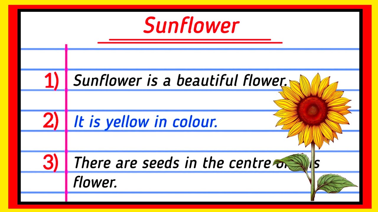 10 lines on sunflower in english | Short essay on sunflower | Sunflower ...