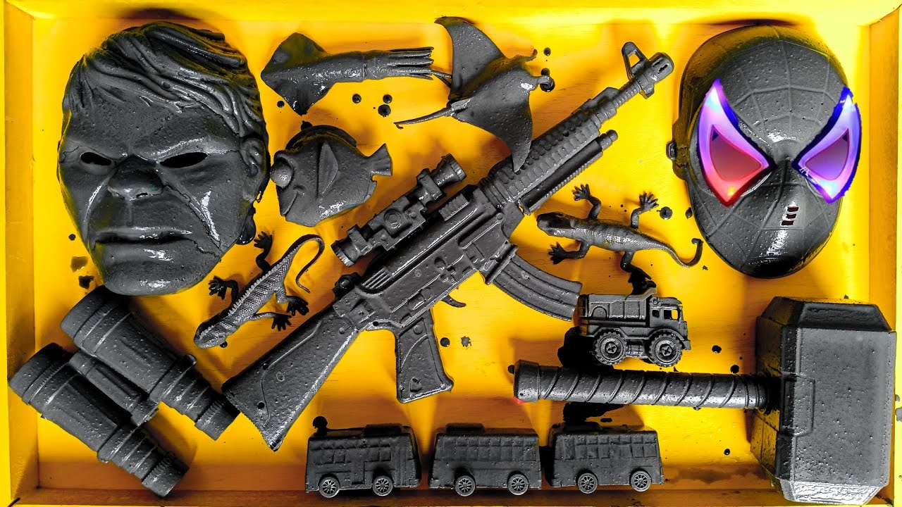 Membersihkan Mainan Berlumpur Senjata Mainan , Hulk , Spider-man , Ikan ...