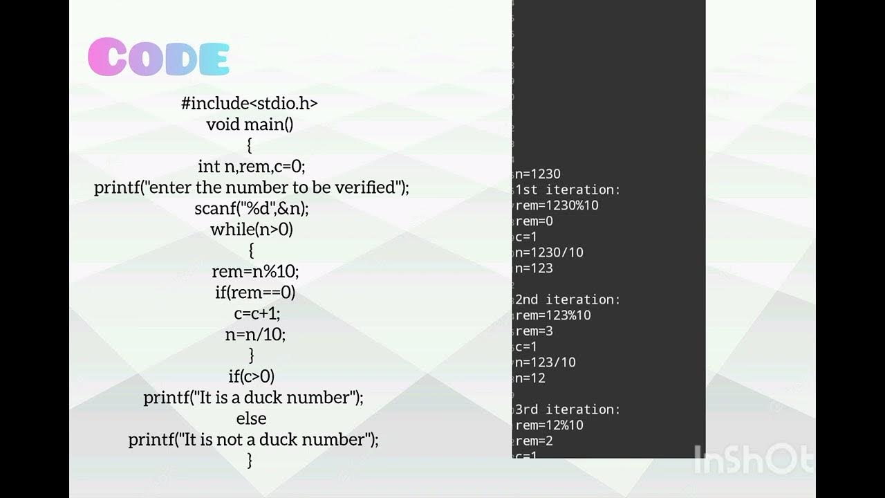 c program to verify whether the given number is duck number or not#learn c# - YouTube