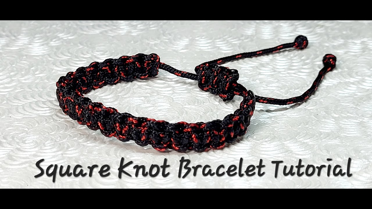 Simple Square Knot Macrame Friendship Bracelet - Easy Step by Step - tutorial - YouTube