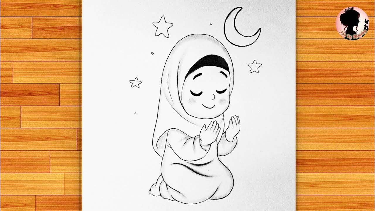 How to draw a Cute Muslim Girl|| Cute Muslim Girl Drawing Very easy ...