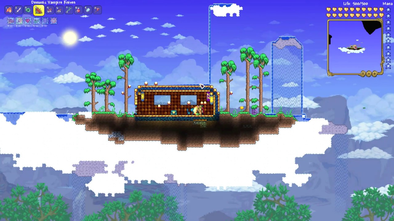 NPCs moving into Sky Houses - Terraria 1.4 - YouTube