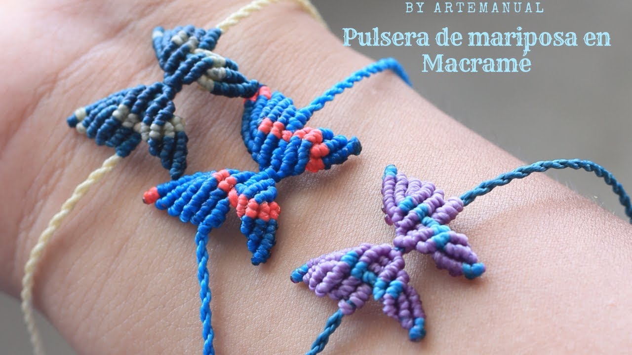 Pulsera de Mariposa en Macrame | Macramé tutorial ! Paso a Paso - YouTube