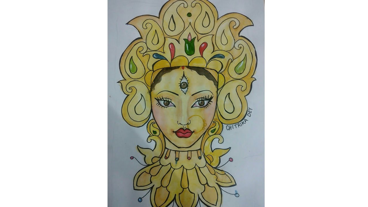 creating a BEAUTIFUL and DIVINE painting of goddess durga || Chitrika ...
