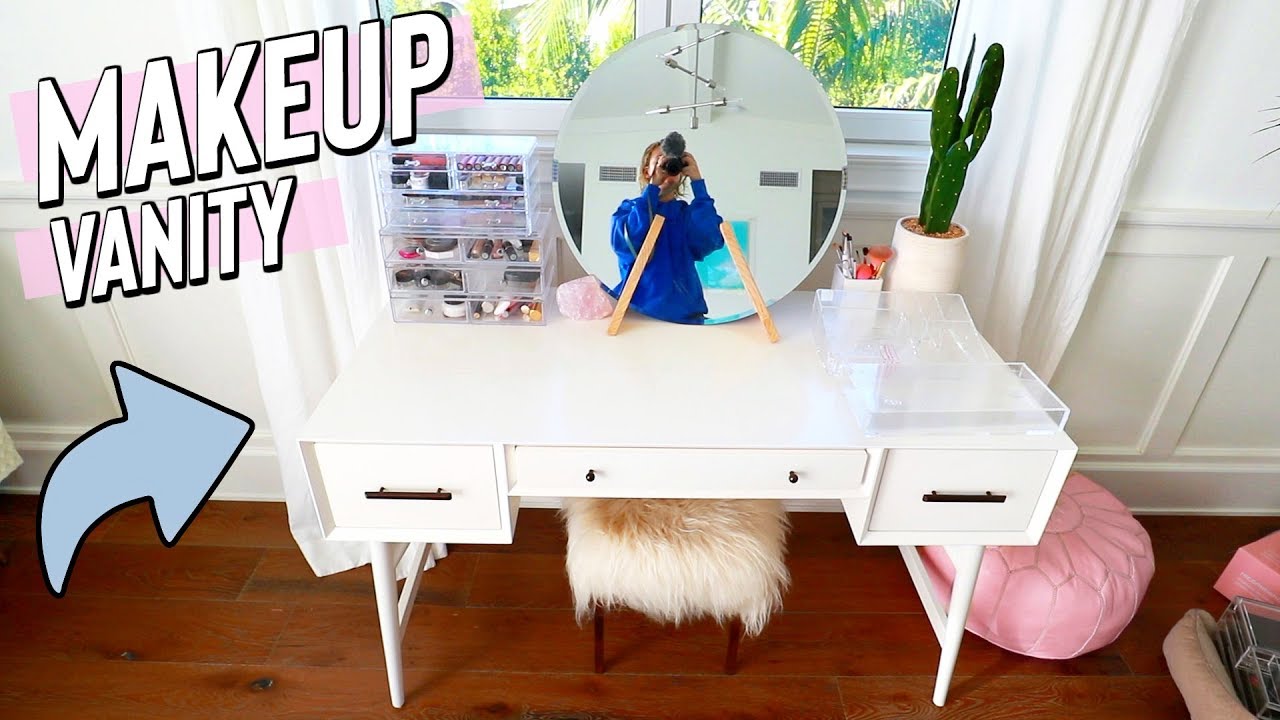 my new makeup vanity!! - YouTube