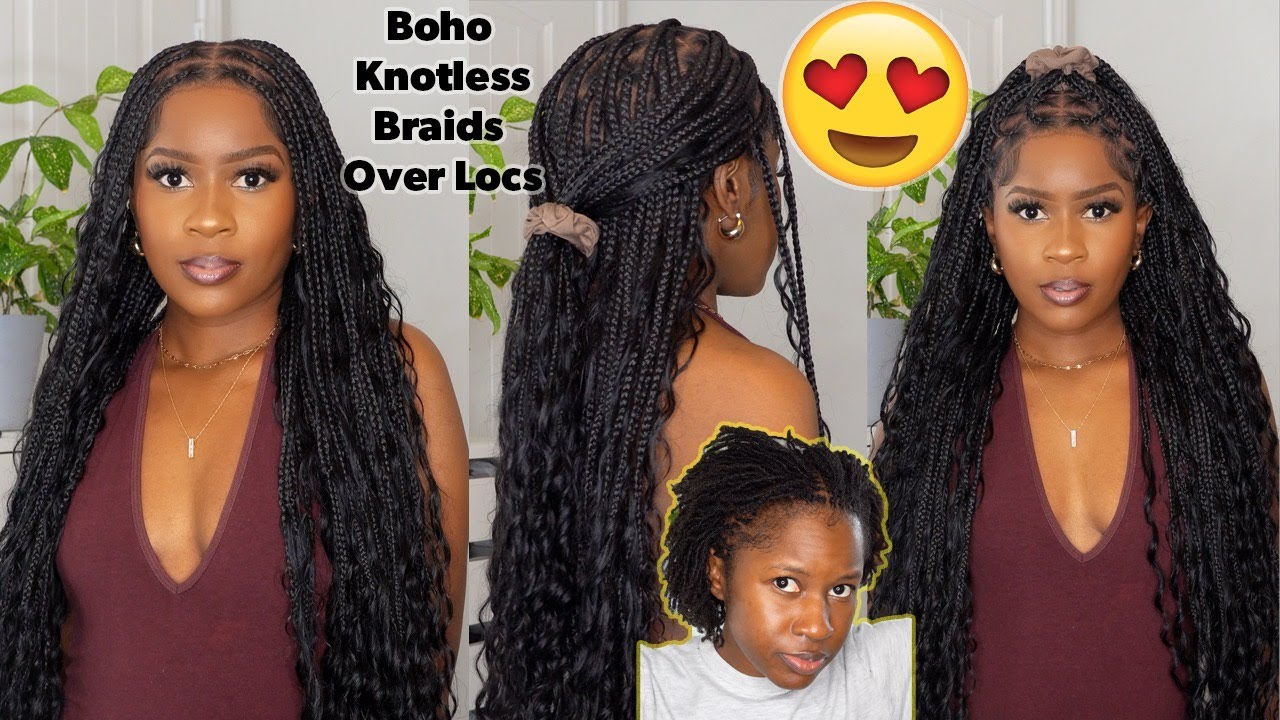 Human Hair Boho Knotless Braids Over Micro Loc's!! Easy & Quick Install ...