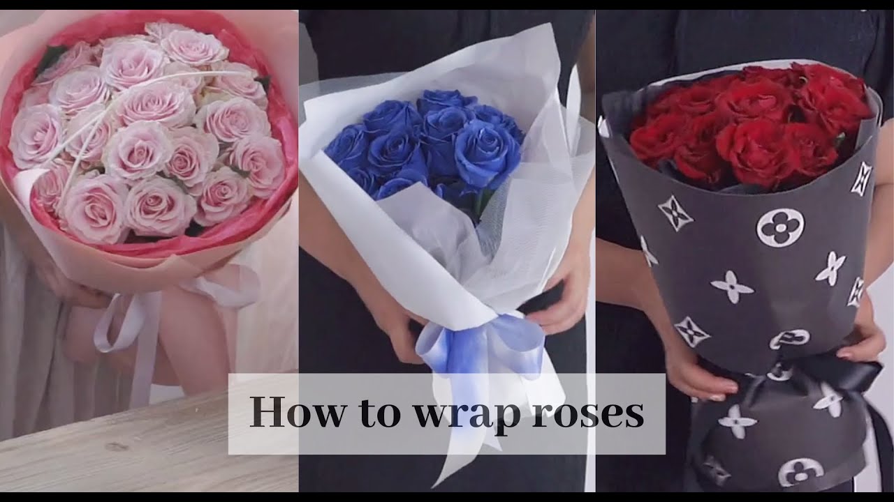 Multiple Rose Floral Bouquet Wrapping Tutorial | Flower Bouquet ...