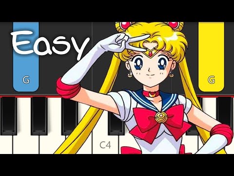 Sailor Moon - Opening - Moonlight Densetsu - EASY Piano Tutorial - YouTube