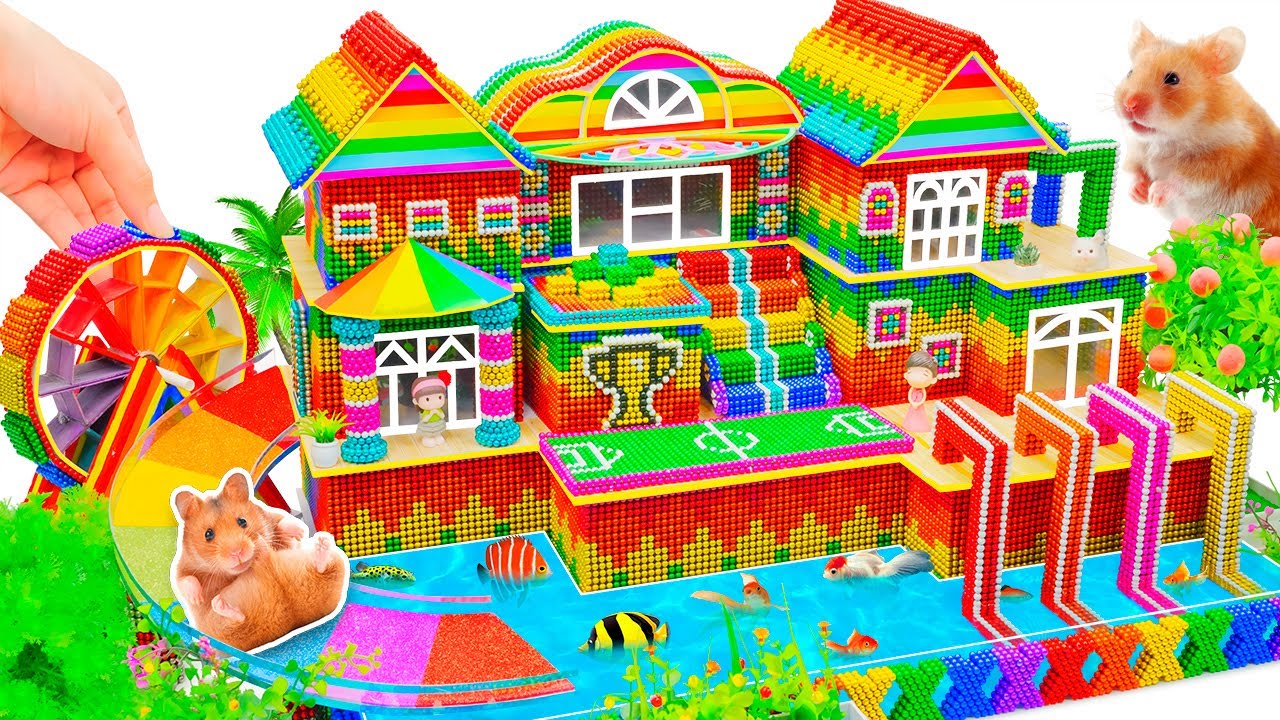 DIY - Build The World's Most Colorful Mega Mansion and Water Slide From ...