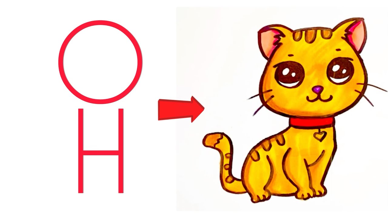 How To Draw A Cat From OH | Easy Drawing | Cat Drawing | Step By Step ...