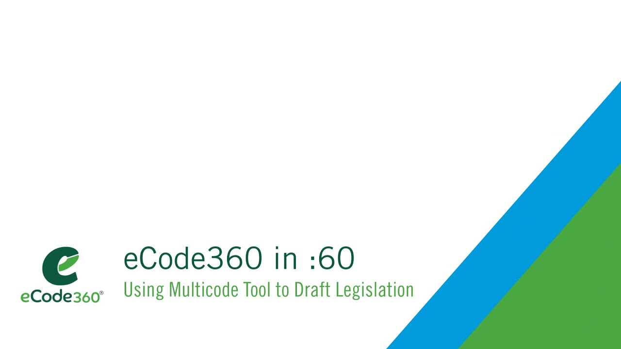 eCode360 in :60 Using Multicode Search to Draft New Legislation - YouTube