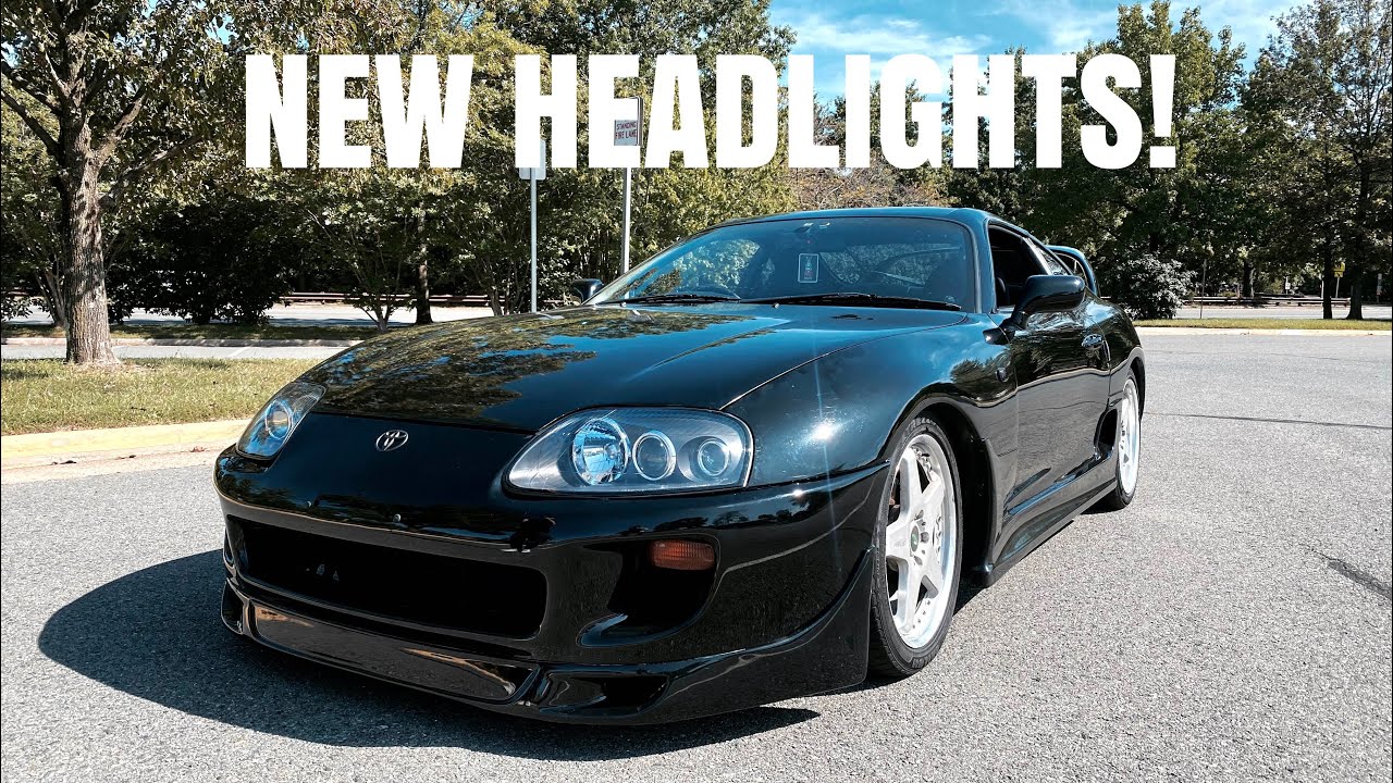 97-98 Supra Headlight Upgrade (First Cars & Coffee in the Supra) - YouTube