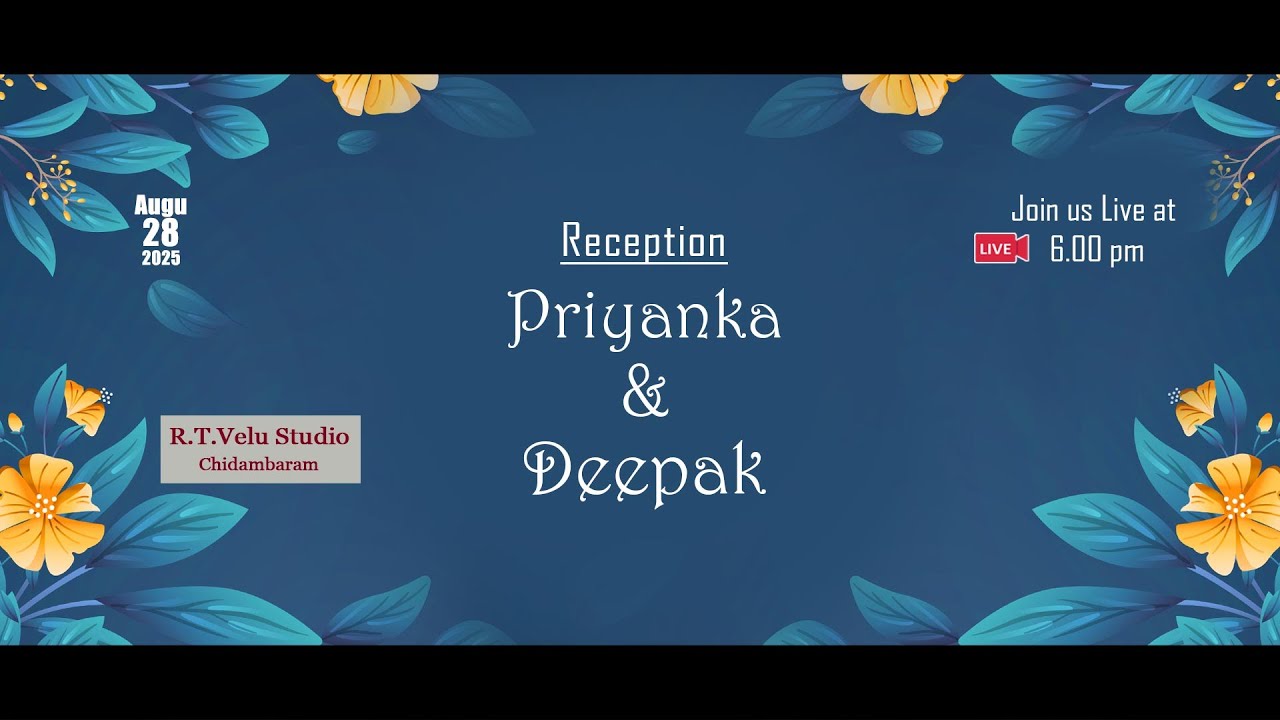 Priyanka 💕 Deepak | Reception | LIVE #RT_Velu_Studio - YouTube