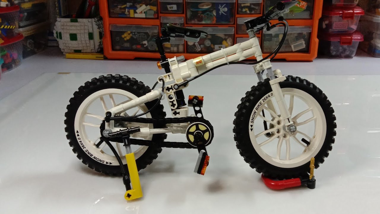 how to build BMX bicycle air pump and lock in Lego technique blocks ...