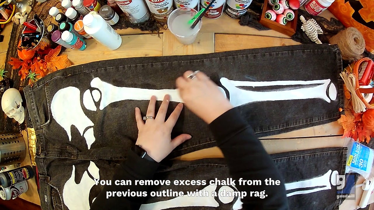 Halloween DIY: Skeleton Jeans - YouTube
