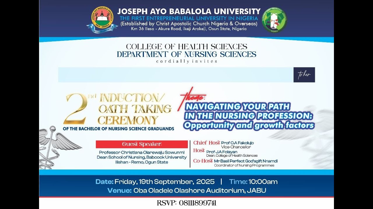 SECOND INDUCTION / OATH TAKING CEREMONY OF NURSING SCIENCE AT JABU ...