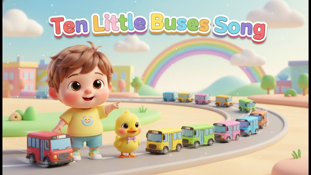 Ten Little Buses Song – Nursery Rhyme, Toddler Learning, Counting Fun ...