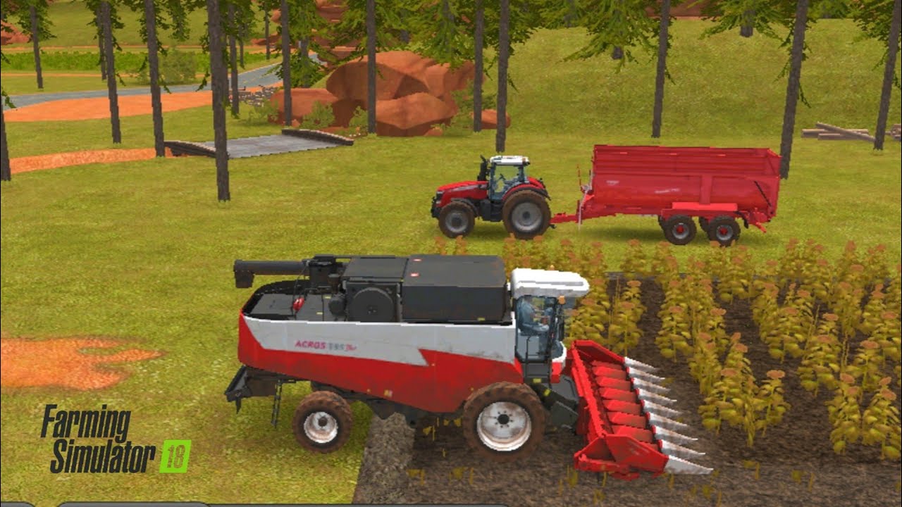 Sunflower hearveating | in farming simulator 18. #Fs18 - YouTube