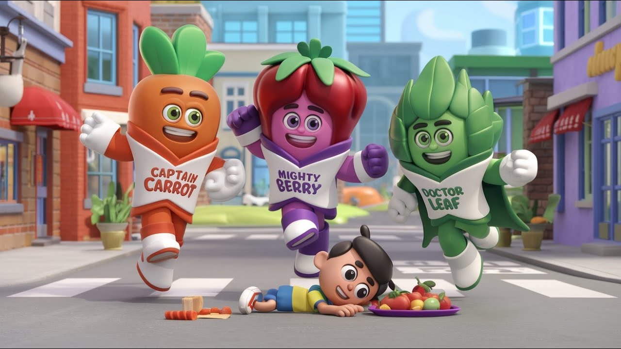 The Healthy Heroes Save the Day with a Colorful Power Plate! 🌈🍎🥕🦸‍♂️ ...