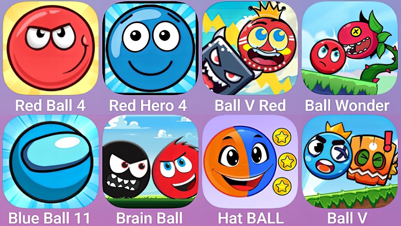 Red Ball 4, Red Hero 4, Ball V Red Bounce, Ball Wonder, Blue Ball and ...