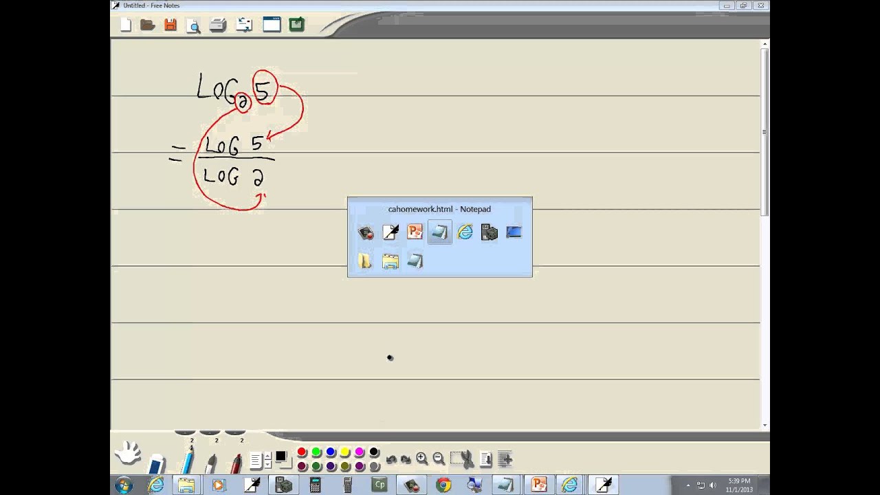 College Algebra Homework - Change of Base - P0334571 - YouTube