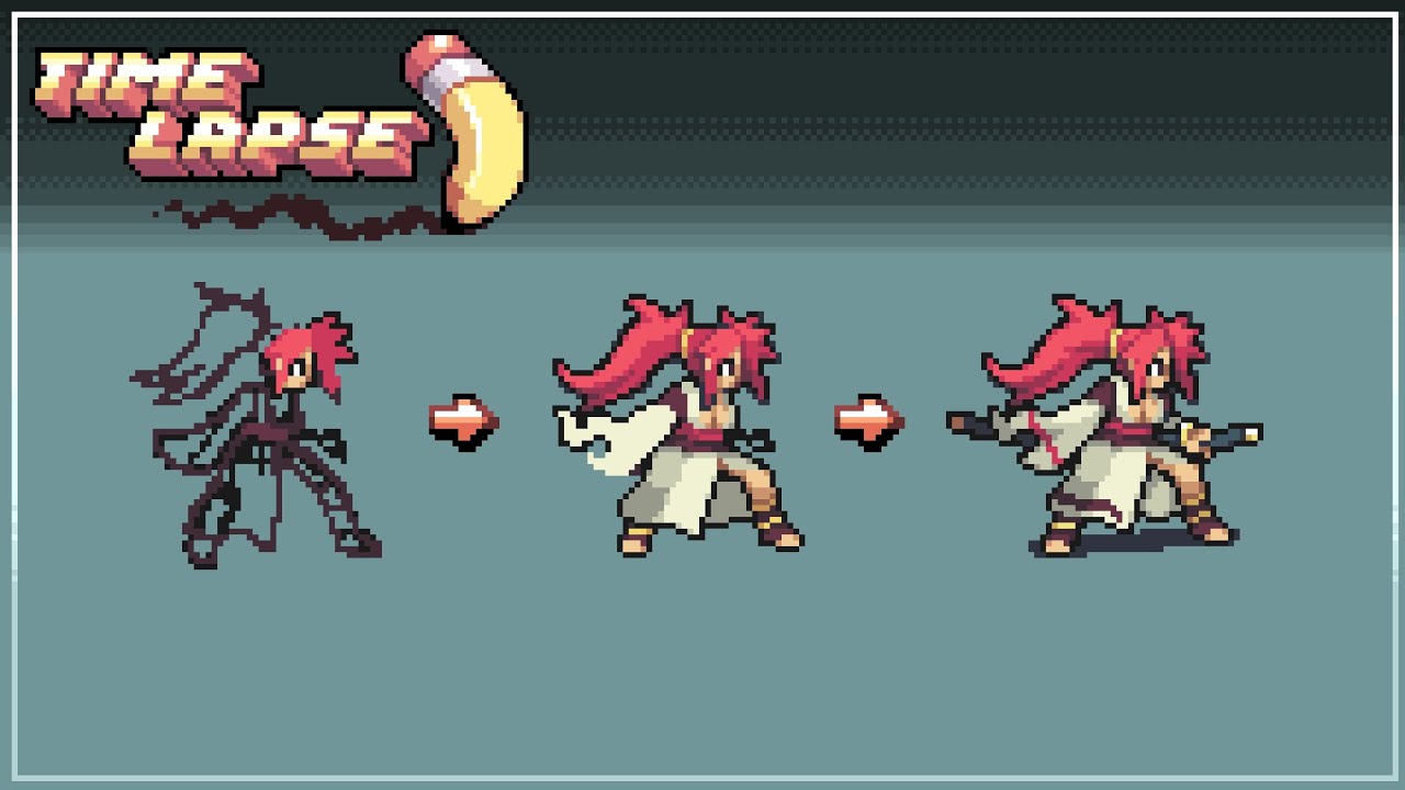 PIXEL ART of Baiken from GUILTY GEAR XX ACCENT CORE [TIME LAPSE] - YouTube