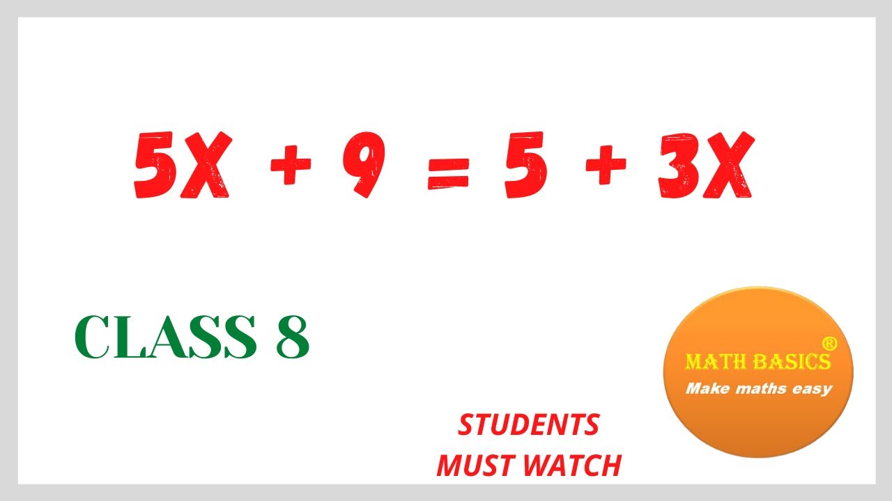 5x 9 5 3x CLASS 8 NCERT CBSC Math Basics YouTube