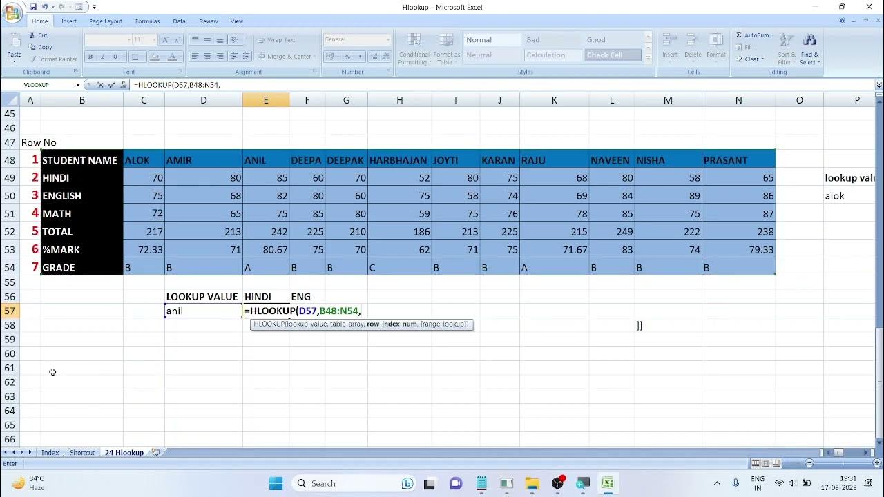 17 2 Excel-Hlookup - YouTube
