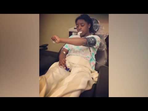 Groggy Simone Biles tries singing after wisdom teeth removal