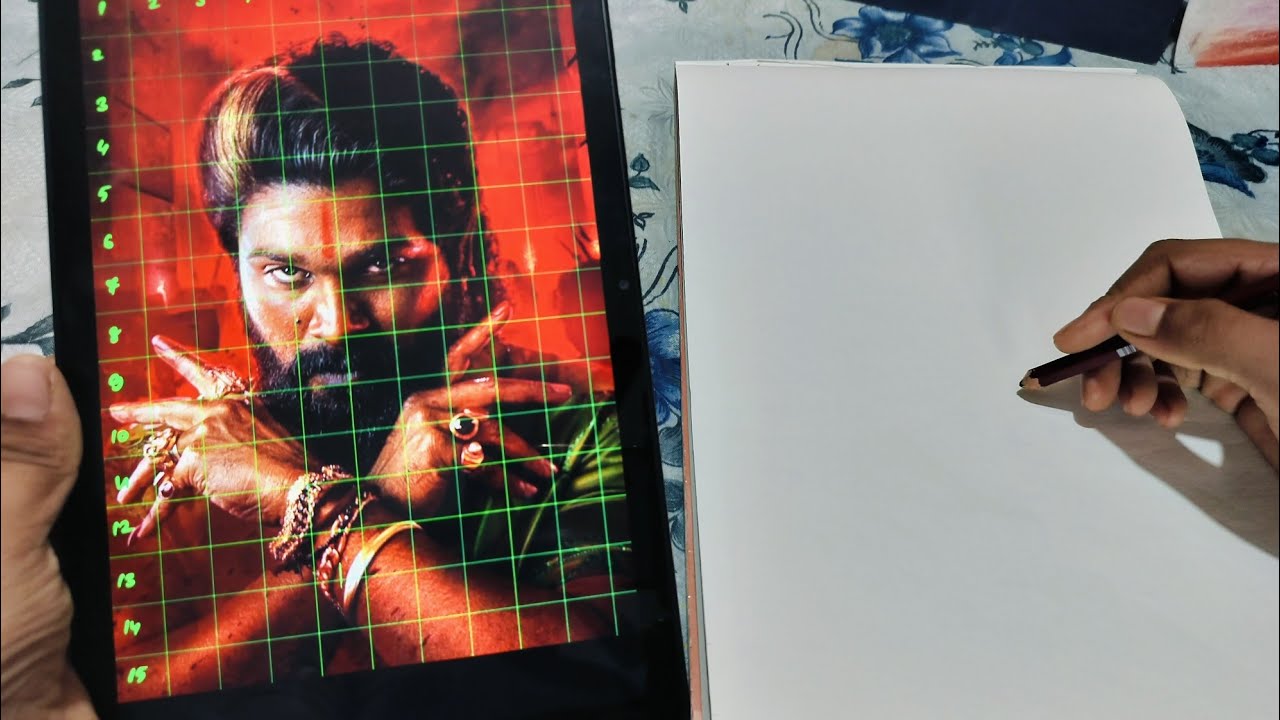 Draw with me - Pushpa 2 drawing,Allu Arjun drawing, outline tutorial ...