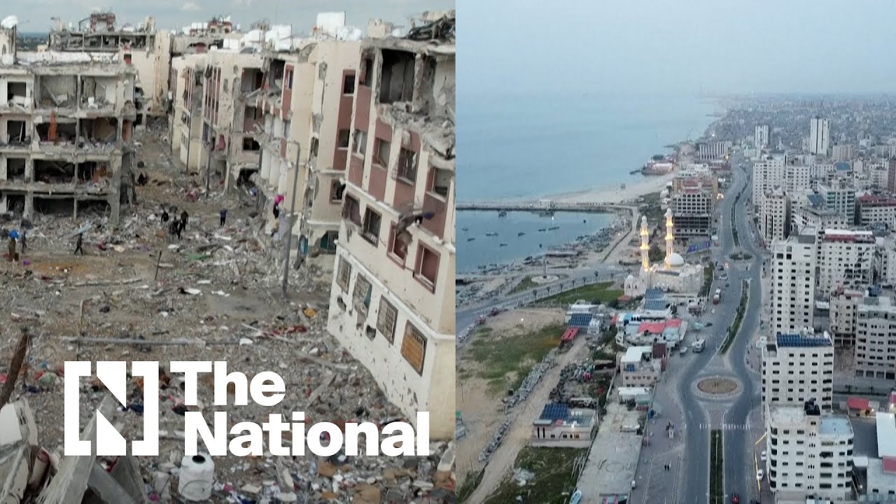Gaza before and after war between Israel and Hamas - YouTube