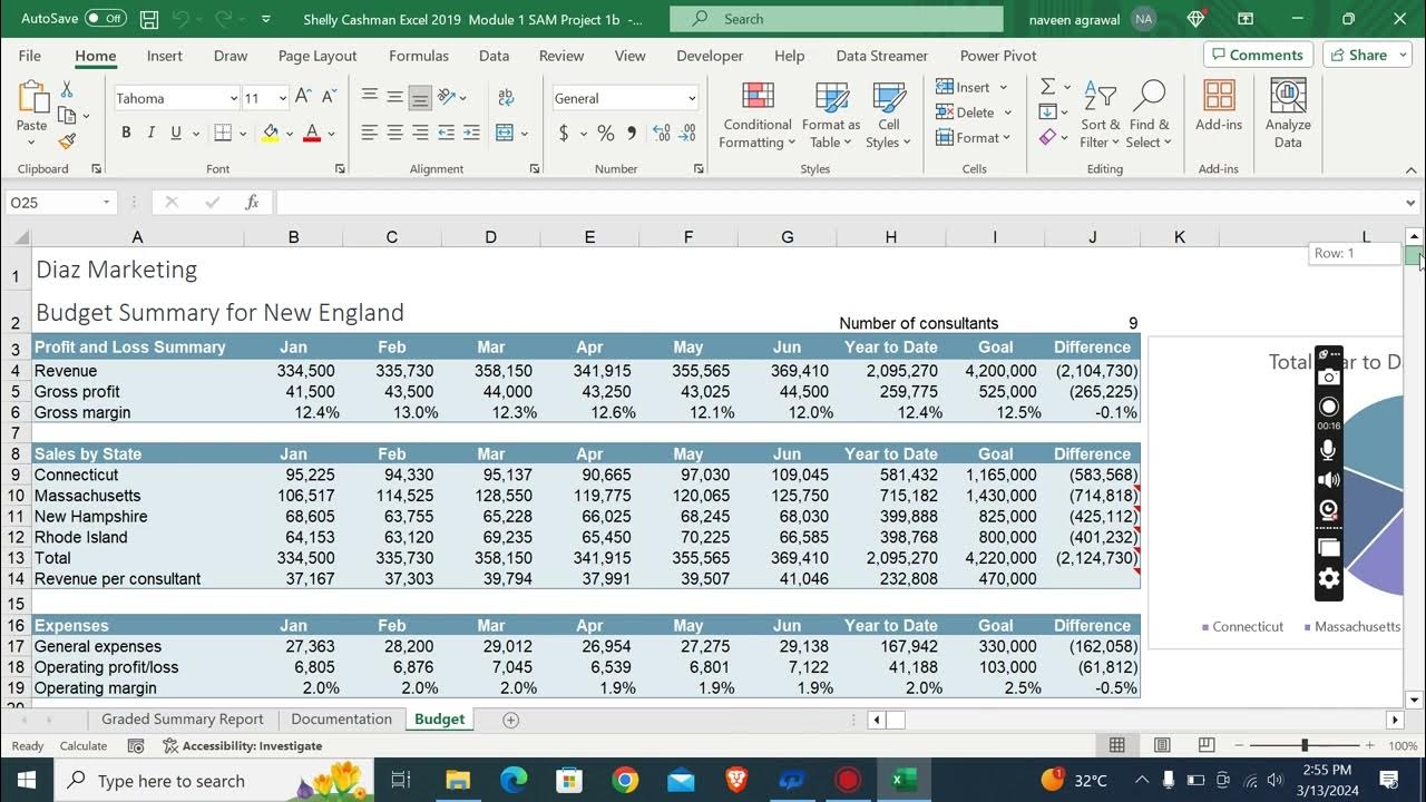 Shelly Cashman Excel 2019 | Module 1: SAM Project 1b # ...