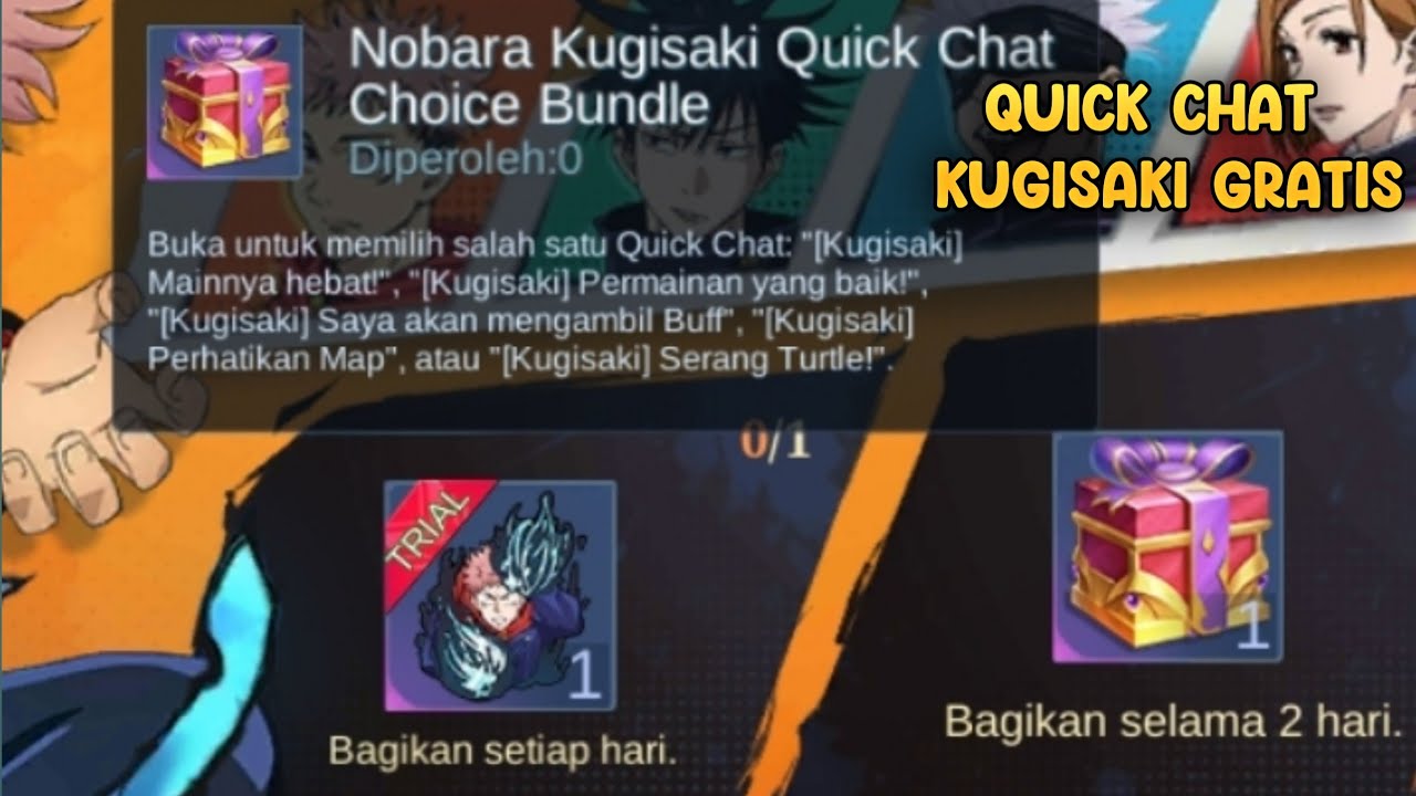 QUICK CHAT MOBILE LEGENDS X JUJUTSU KAIZEN GRATIS - YouTube