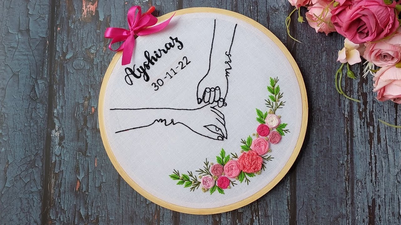 How to stitch florals for Wedding Hoop / Floral Bunch Stitching ...