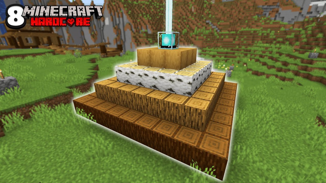 I Built a Beacon using Only WOOD in Minecraft Hardcore! (#8) - YouTube