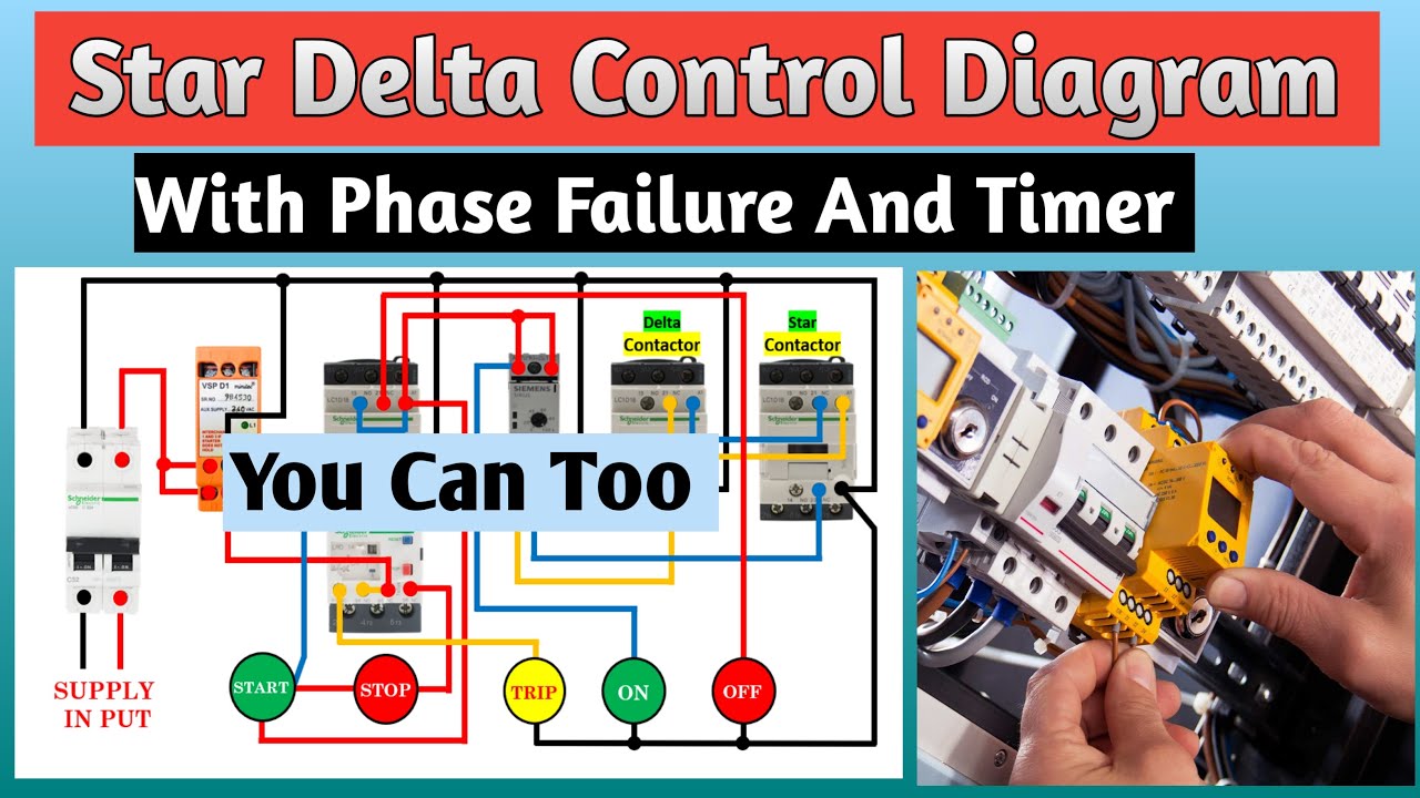 Star Delta Control Wiring With Timer And Phase Failure Relay Connection ...