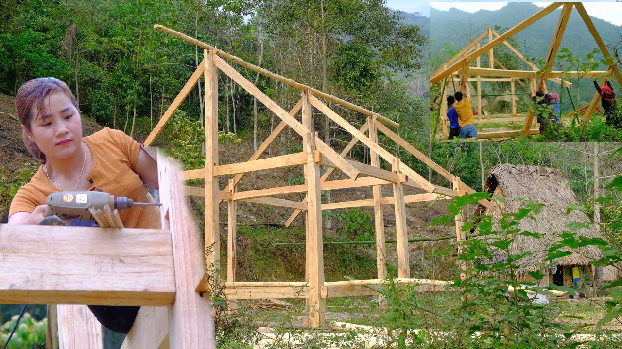 pham' Asian girls have built a beautiful and spacious new wooden house ...
