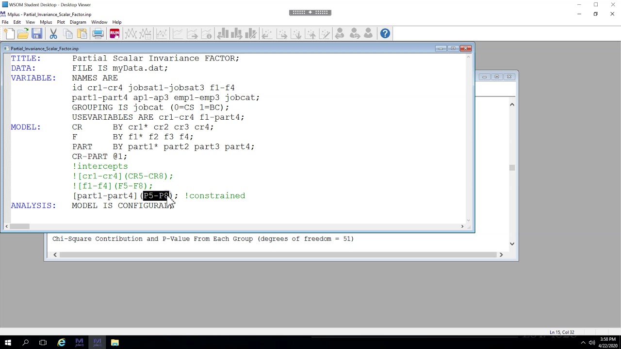 Mplus CFA Partial Scalar Invariance (factor) - YouTube