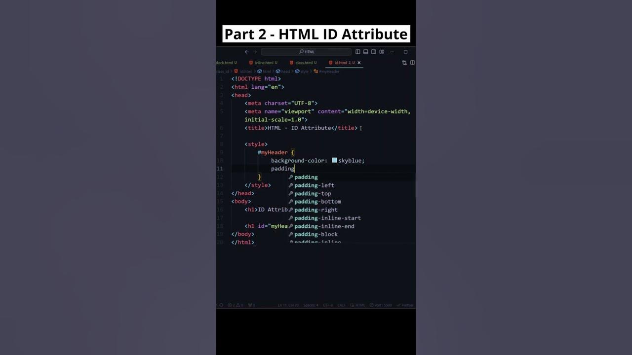 Part 2 Harnessing Html Id Attribute Htmlintroduction Codewithmayur Youtube