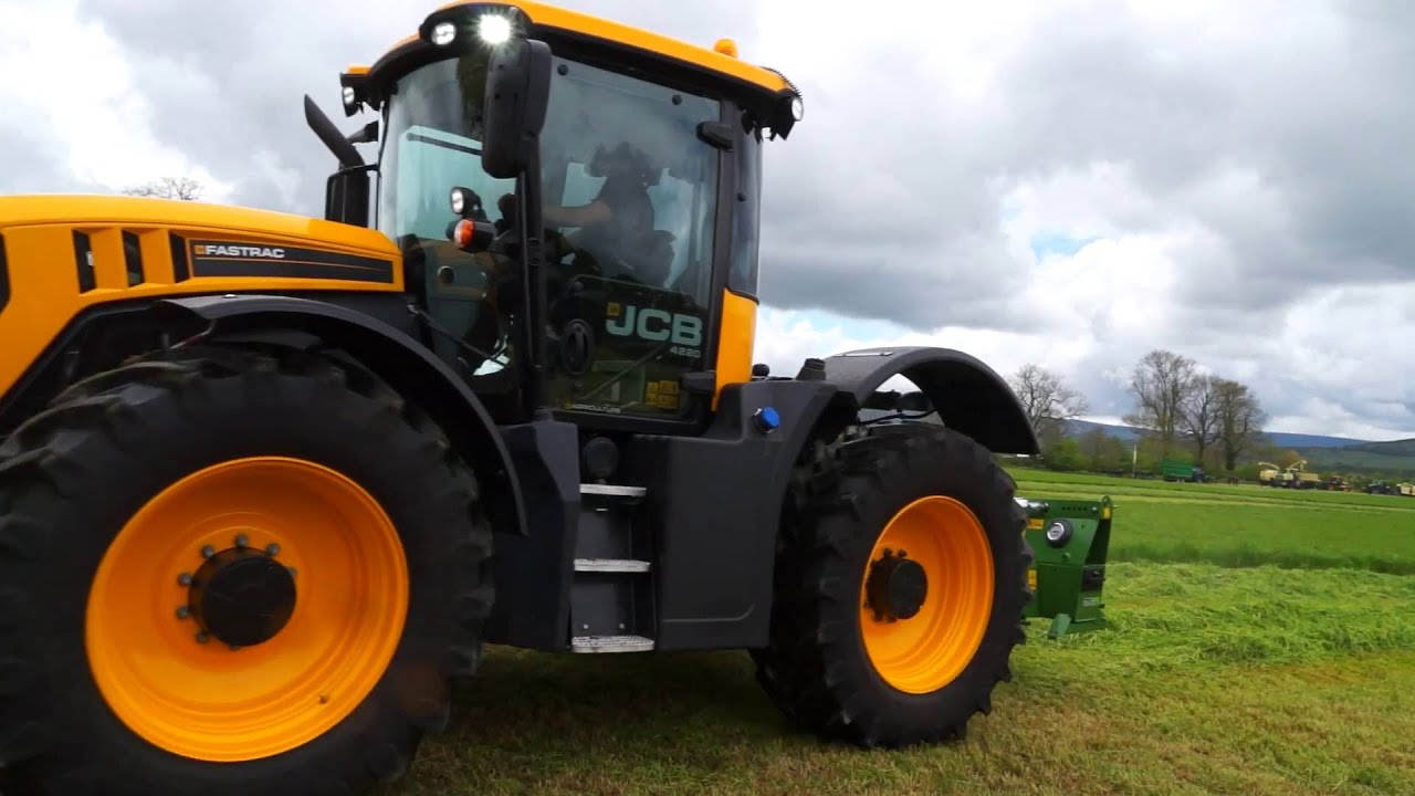 JCB & Deutz Fahr tractors with Krone silage mowers.ScotGrass 2016 ...