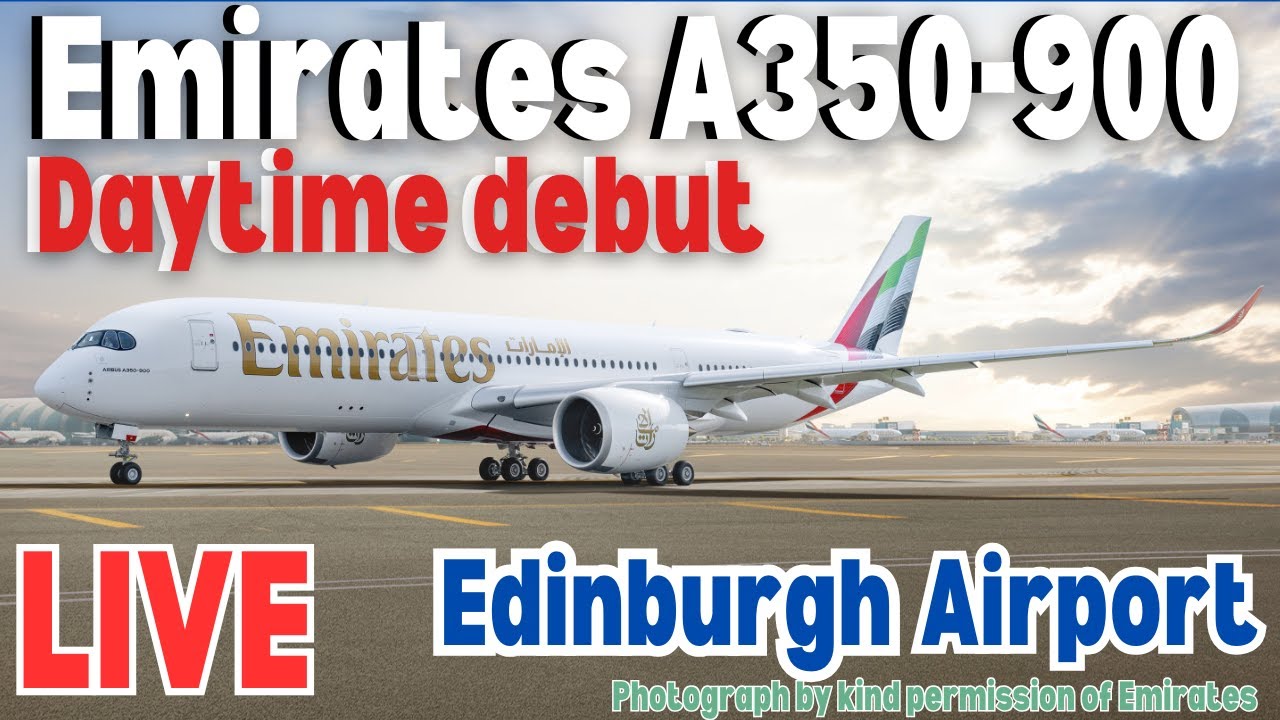 🔴 MIGHTY EMIRATES A350-900 makes DAYLIGHT DEBUT at Edinburgh airport ...