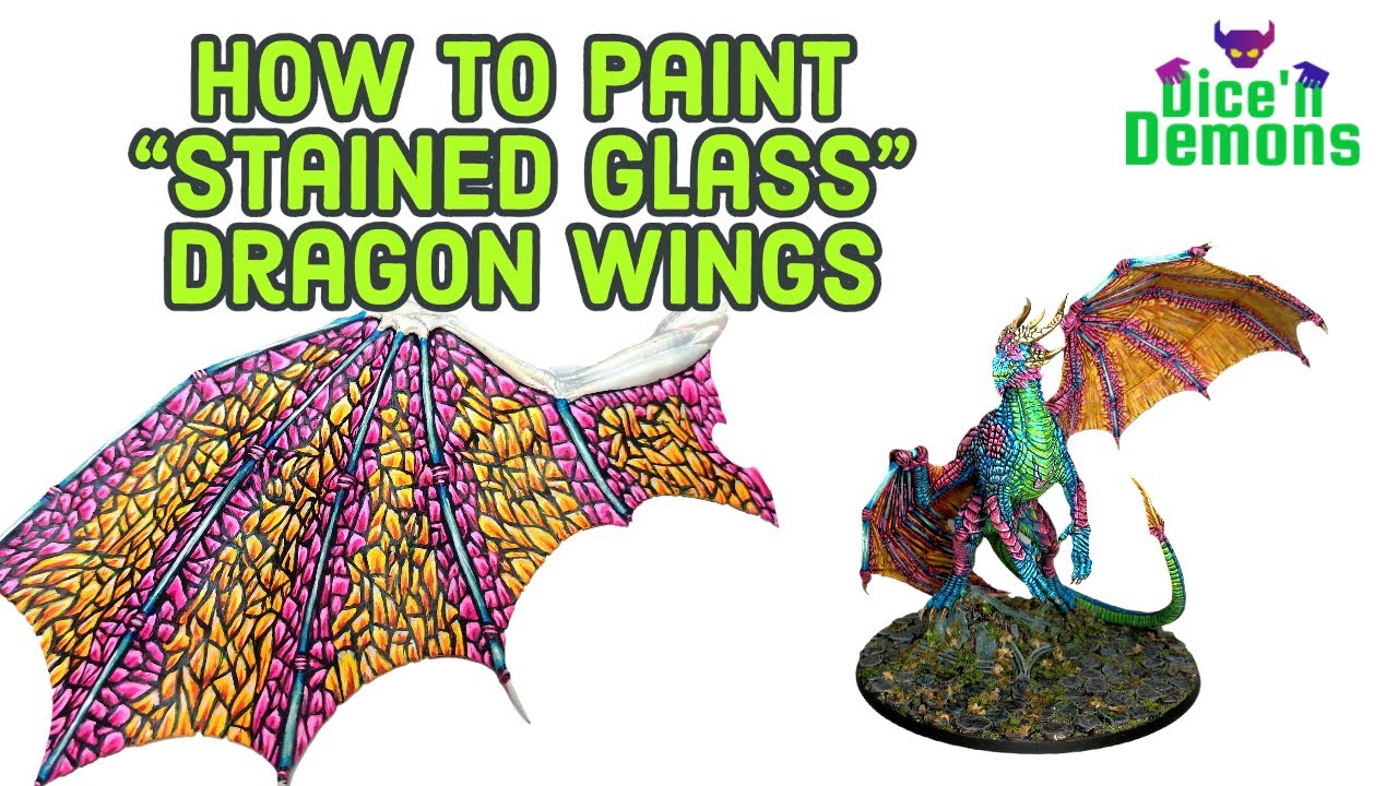 How to paint "stained glass" dragon wings - YouTube