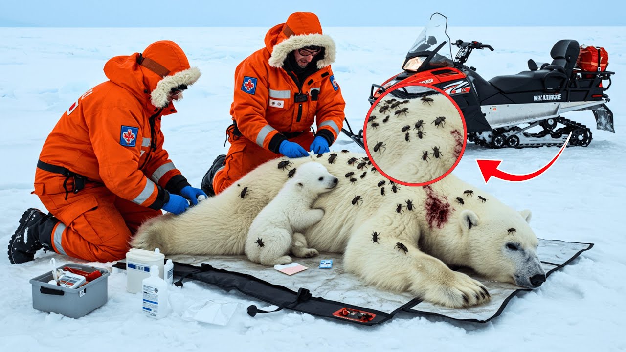 A Rescue Team rescued Mother Polar Bear Infested With Millions of ...